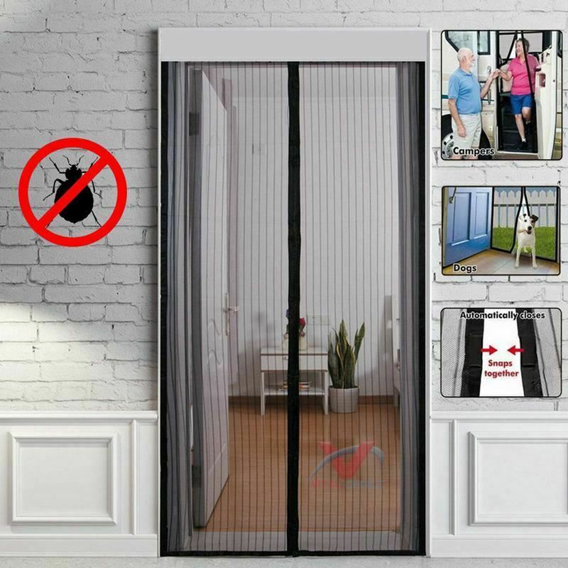 New Magnetic Fastening Magic Mesh Curtain Hands Free Fly Bug Insect Sc ...